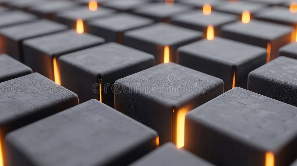 Black Geometric Dark Anthracite Texture Wall Illustration with Squares ...