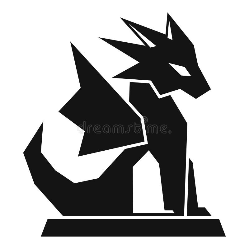 Black Geometric Dragon Sitting on Pedestal Logo Stock Vector ...
