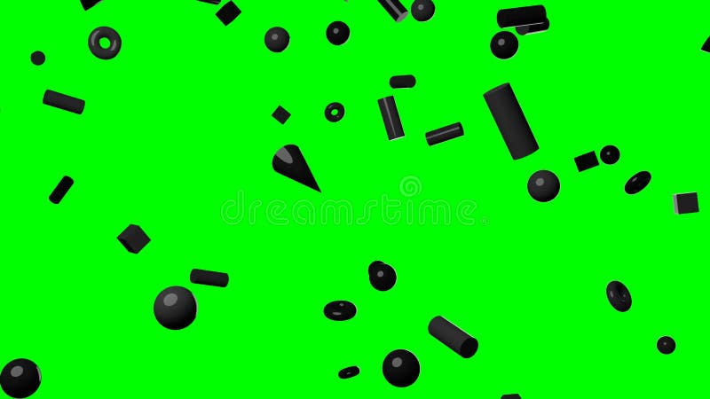 Black Geometric Objects on Green Chroma Key Background. Stock Footage ...