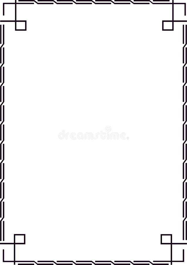 Black Geometric Pattern Forming a Rectangular Frame with Stepped Edges ...