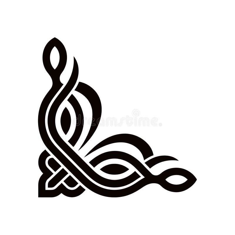 A Black Geometric Pattern Forms an Intricate Corner Design with ...