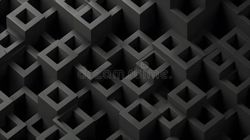 Black Geometric Pattern with Modern Design and Cubes, Shadows Stock ...
