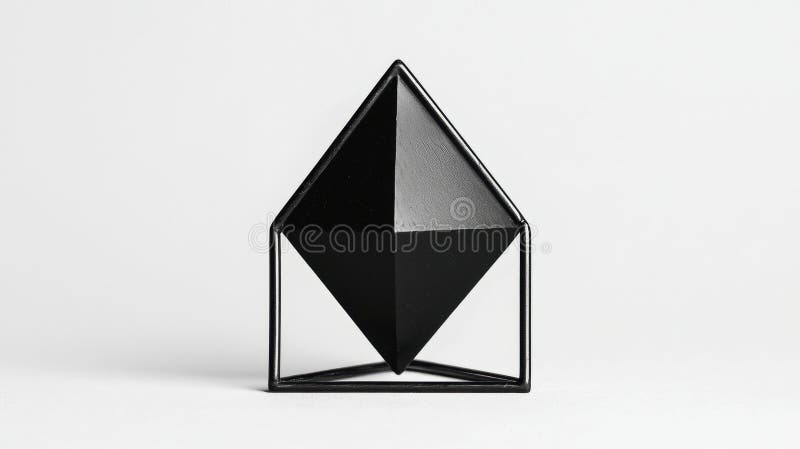 A Black Geometric Sculpture with a Triangular Base and a Square Base ...