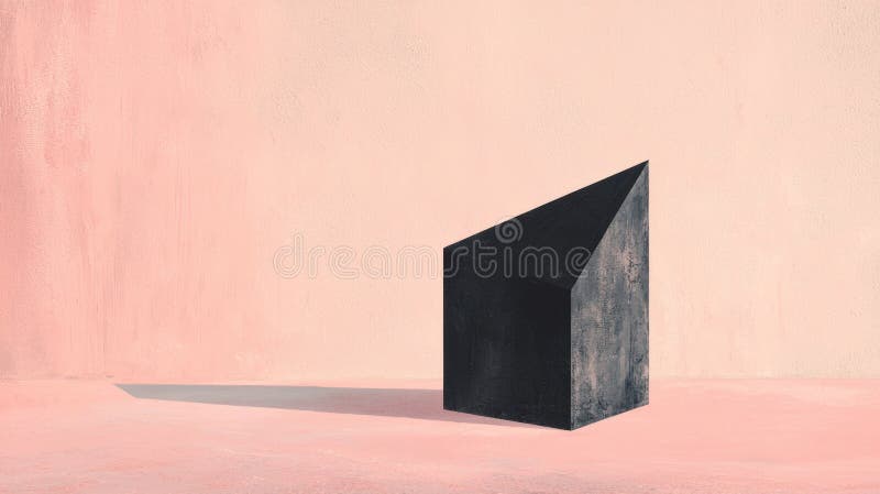 Black Geometric Shape Against a Pink Textured Background Stock ...