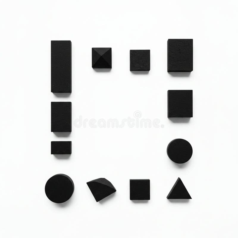 Black Geometric Shapes Arranged in a Square Formation on a White ...