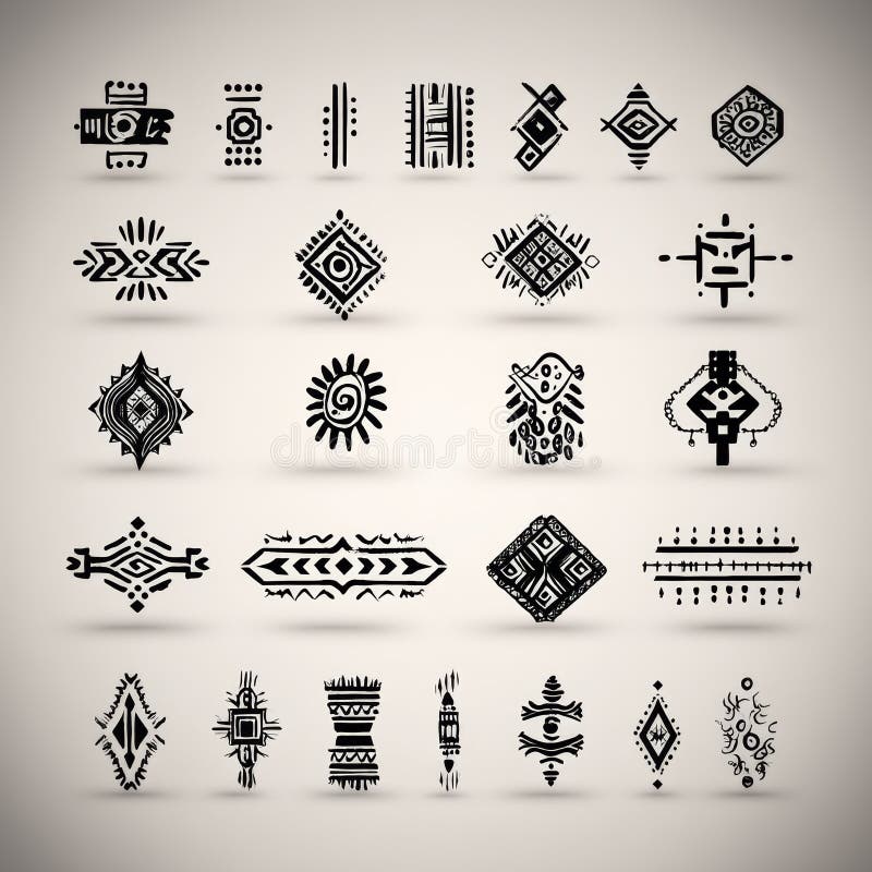Black Geometric Tribal Patterns Representing Peace and Ethnic Diversity ...