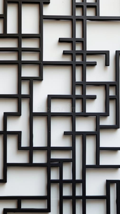 Black Geometrical Grid Pattern on White Background, Abstract Minimalist ...