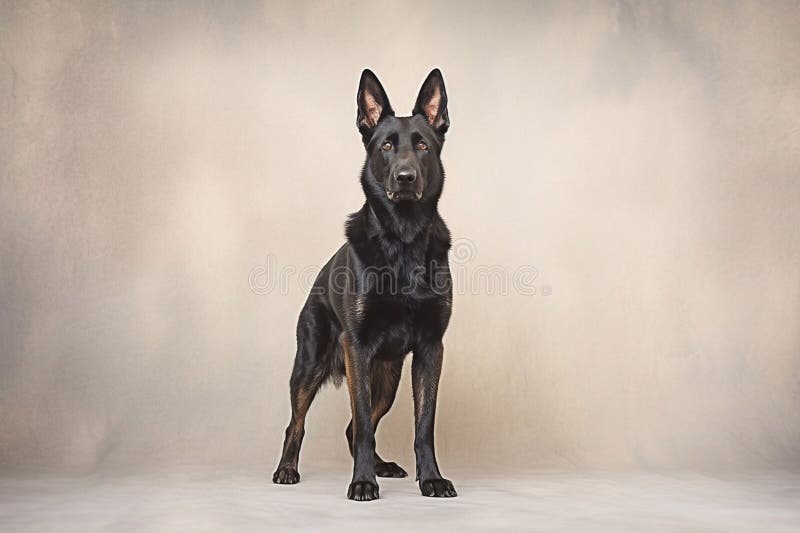 Black German Shepherd in Full Length, Photography, Studio Photo. AI ...