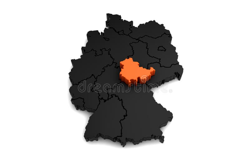 Black Germany Map, with Thuringia Region, Highlighted in Orange. Stock ...