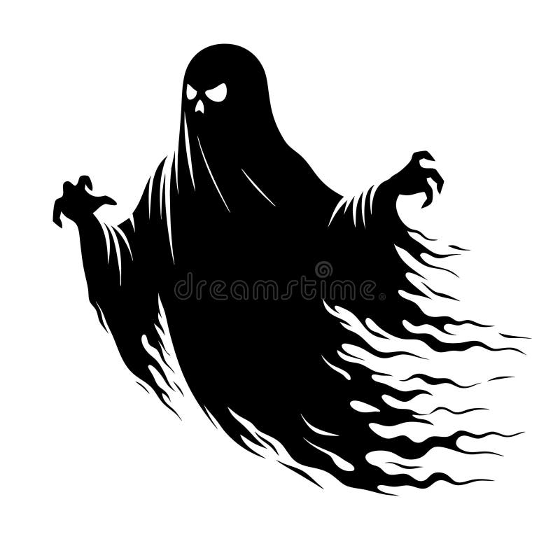 Black Ghost Vector Silhouette Illustration Stock Vector - Illustration ...