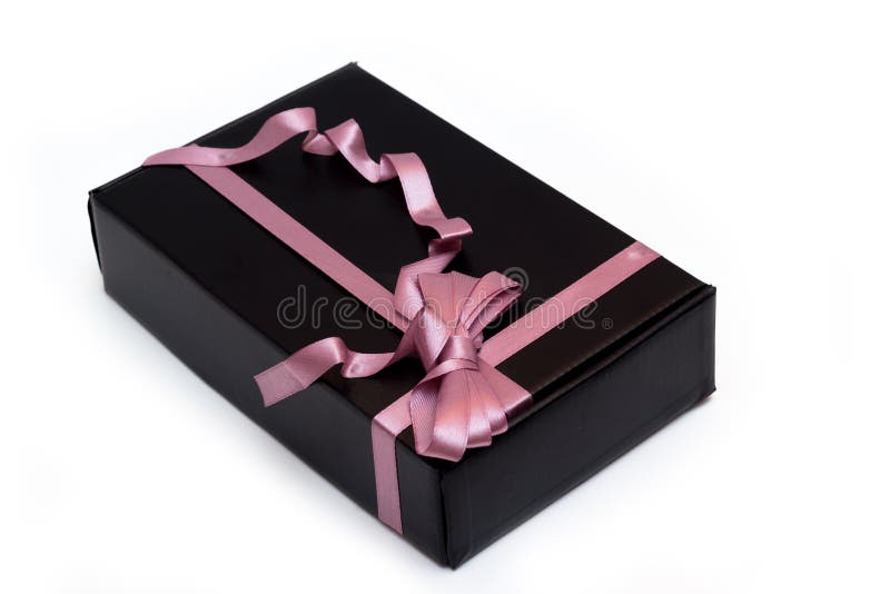 Black Gift Box with Gold Bow Stock Photo - Image of form, modern: 321700166