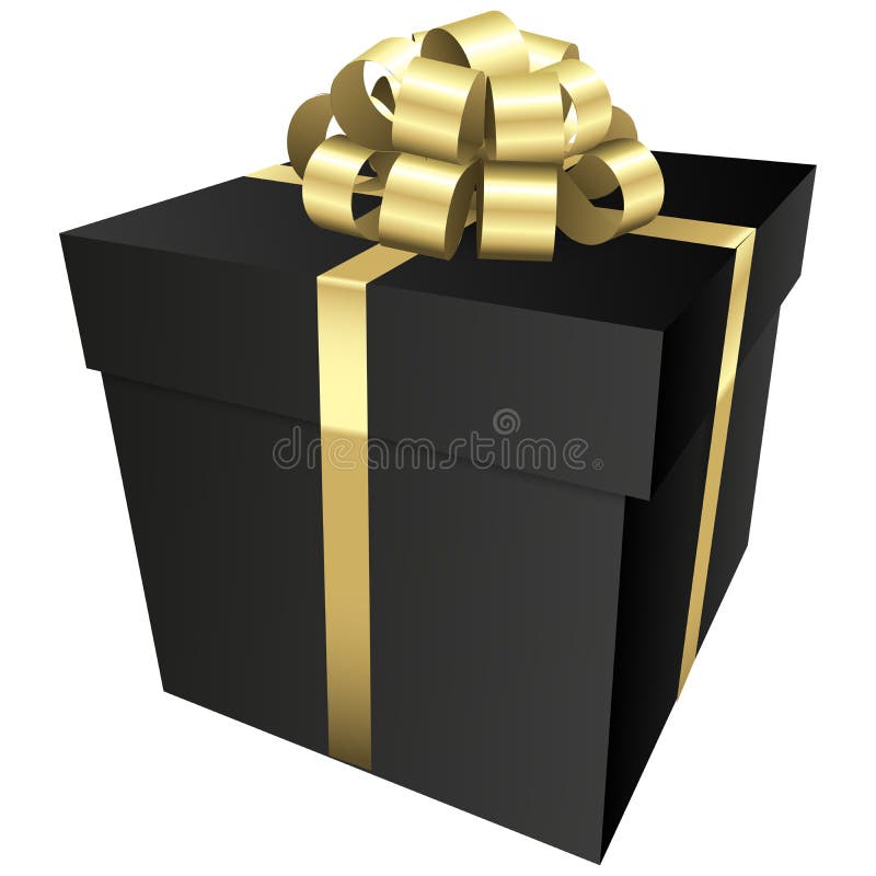 Black Gift Box with a Gold Bow - Christmas and Birthday Present ...