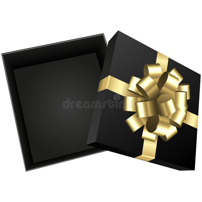 Black Gift Box with a Gold Bow - Christmas and Birthday Present ...