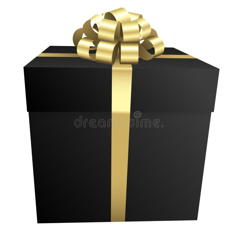Black Gift Box with a Gold Bow - Christmas and Birthday Present ...