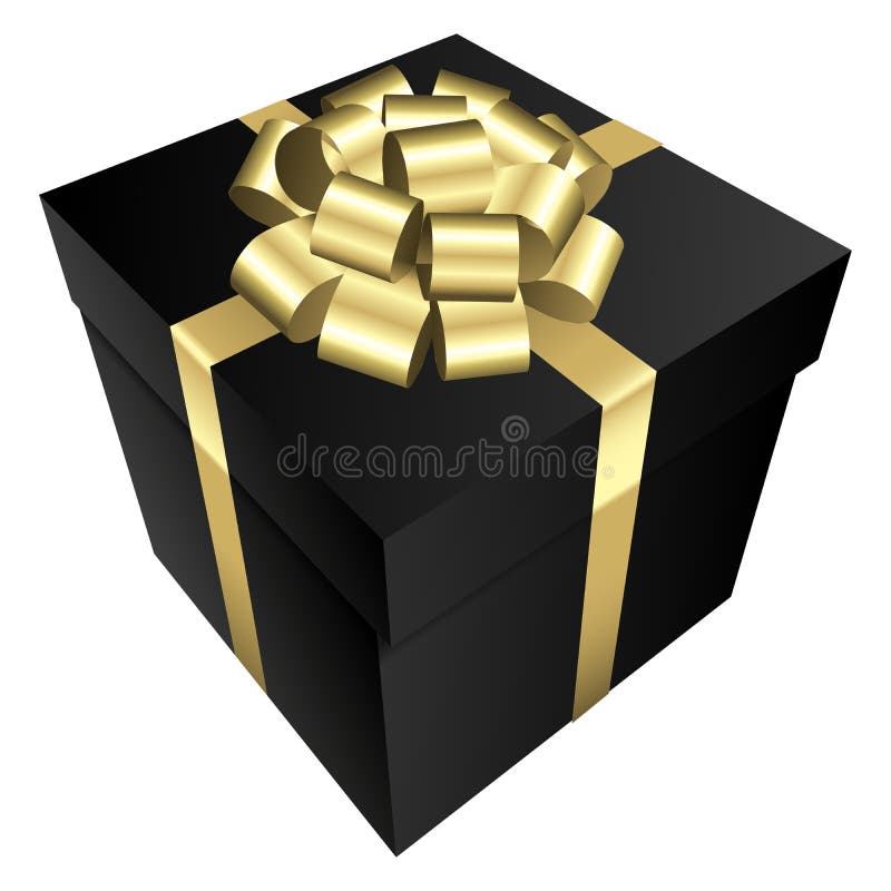 Black Gift Box with a Gold Bow - Christmas and Birthday Present ...