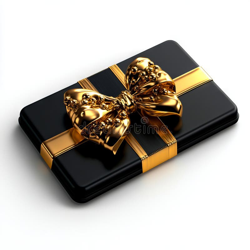 A Black Gift Box with a Gold Bow on Top Stock Illustration ...