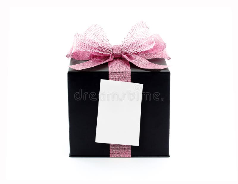 Note Paper Attached on Black Square Cardboard Gift Box with Glittering ...