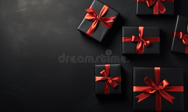 Black Gift Box with Red Bow, AI-generated Content Stock Illustration ...