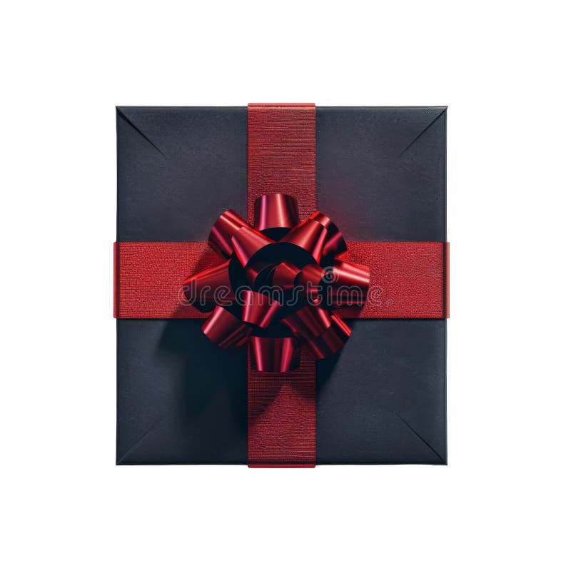 Black Gift Box with Red Bow and Ribbon Stock Photo - Illustration of ...