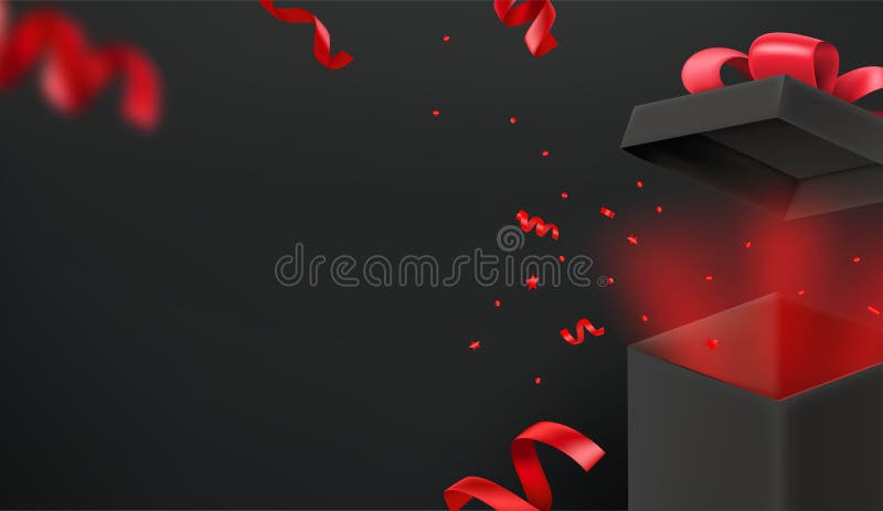 Black Gift Box with Red Glow Stock Vector - Illustration of offer ...