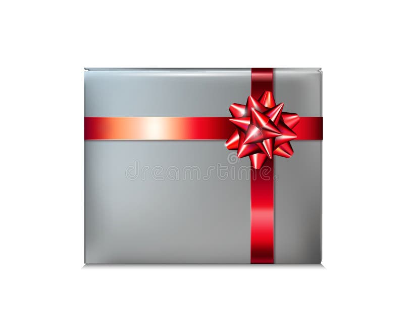 Black Gift Box with Red Ribbon and Bow Stock Vector - Illustration of ...