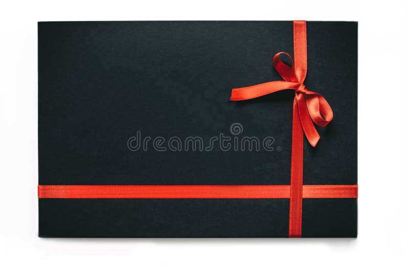 Black Gift Box with the Red Ribbon Stock Image - Image of gift, design ...