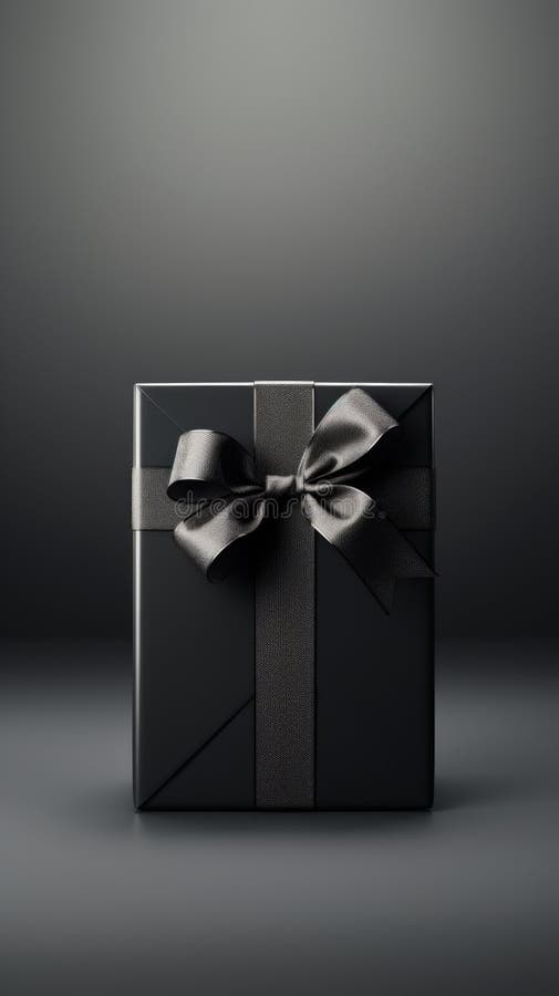 Black Gift Box with Ribbon Bow Black Friday Stock Photo - Image of gold ...