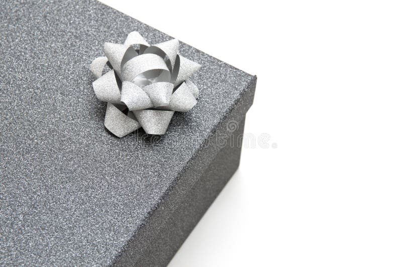 Black Gift Box with Silver Ribbon Stock Image - Image of concept, happy ...