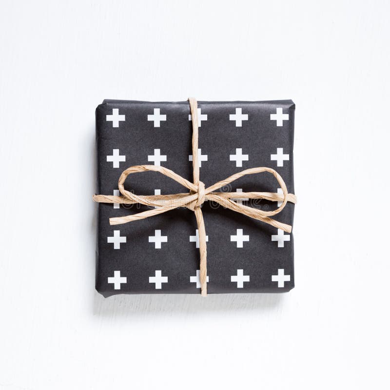 Black Color Cross Pattern Gift Box on White Background Stock Image ...