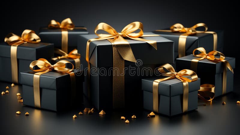 Black gift boxes stock illustration. Illustration of birthday - 301083477