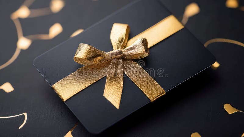 Black Gift Card with Golden Bow for Black Friday Shopping Concept Stock ...