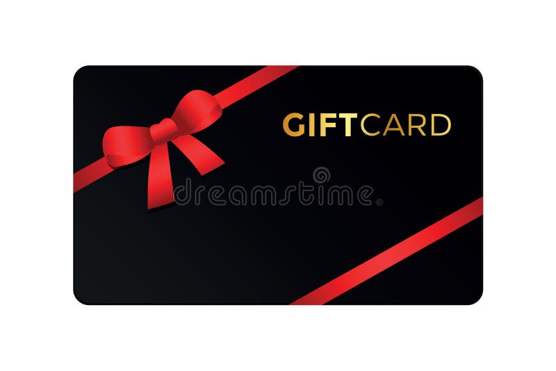 Black Gift Card Voucher with Red Bow Isolated on White Stock Vector ...