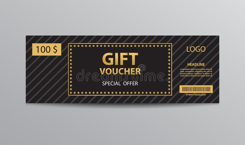 Black Gift Voucher Template with Special Offer Stock Vector ...