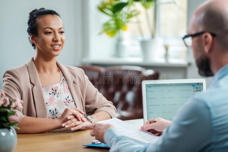 Black Girl Attending Job Interview Stock Photo - Image of entrepreneur ...