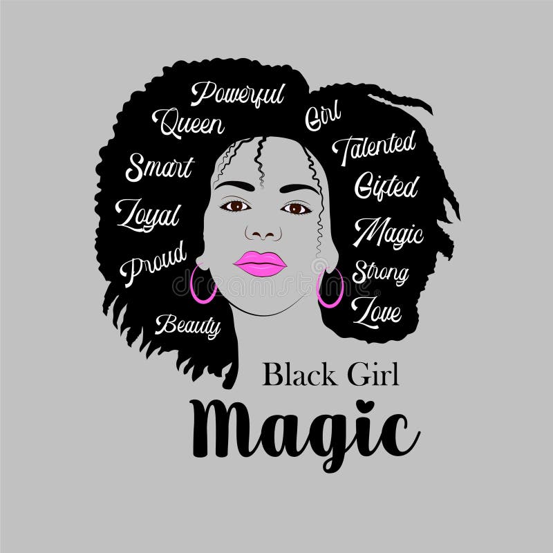 Black Girl Magic Vector Portrait with Word Cloud Stock Vector ...