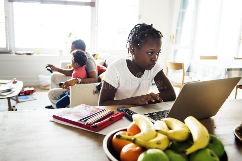 Africa Kid Girl Using Laptop Stock Photos - Free & Royalty-Free Stock ...