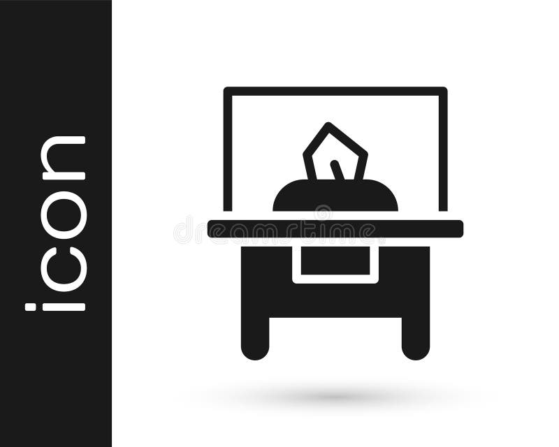 Black Glass Showcase for Exhibit Icon Isolated on White Background ...