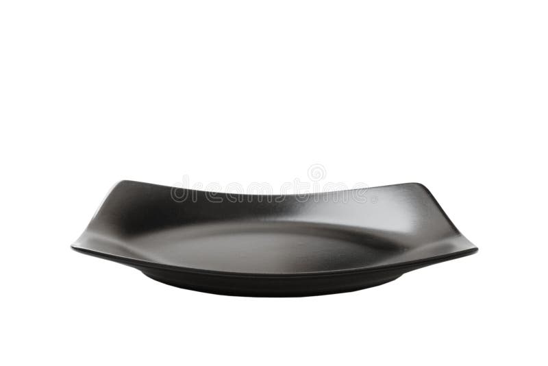 Black Glass Square Plate Isolated Over White Background. Perspective ...