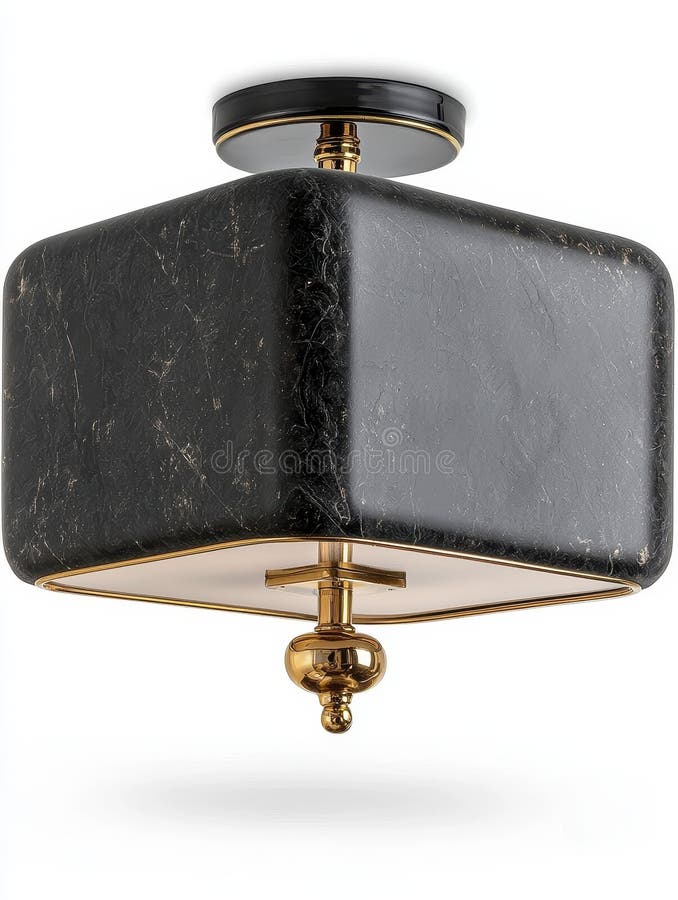 Black Glittering Square Ceiling Lamp with Gold Accents Stock ...