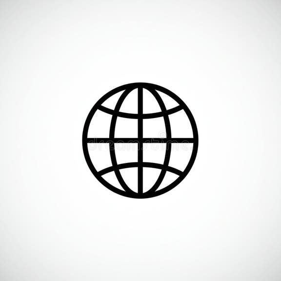 Black Globe Icon Featuring Intersecting Longitudinal and Latitudinal ...