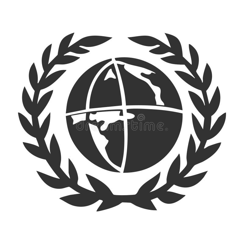 Black Globe Icon with Laurel Wreath Symbolizing Global Unity and Peace ...