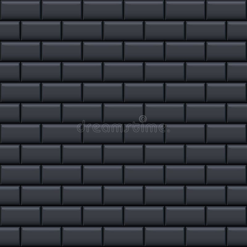 Black Glossy Brick Wall with Ceramic Rectangle Tiles Seamless Pattern ...