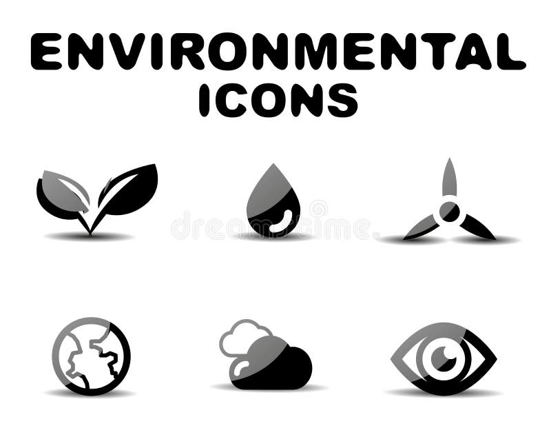Black Glossy Environmental Icon Set Stock Vector - Illustration of ...