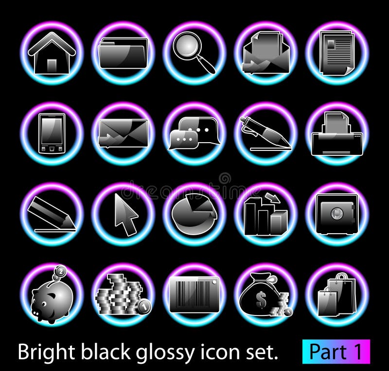 Glossy icon set 1 stock vector. Illustration of cursor - 9352444