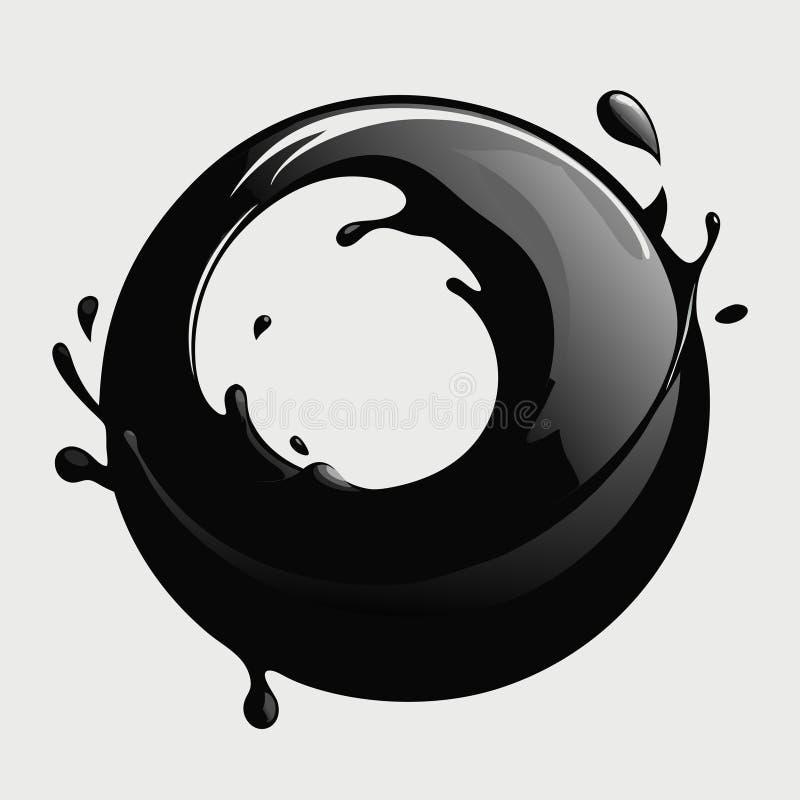 Black Glossy Liquid Circle Shape Splash. Realistic 3d Vector ...