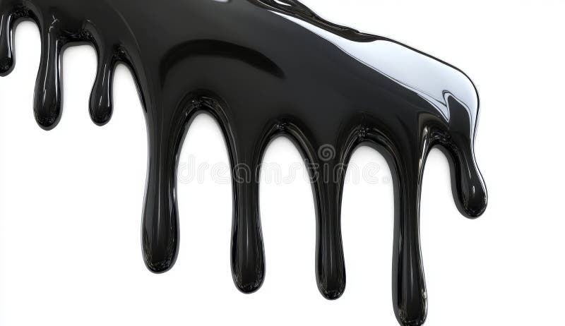 Black Glossy Liquid Dripping on White Background Stock Illustration ...