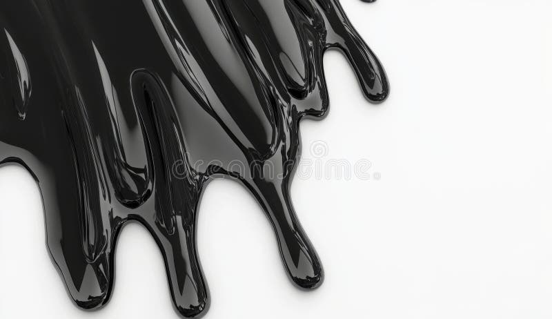 Black Glossy Liquid Dripping on White Background Stock Illustration ...
