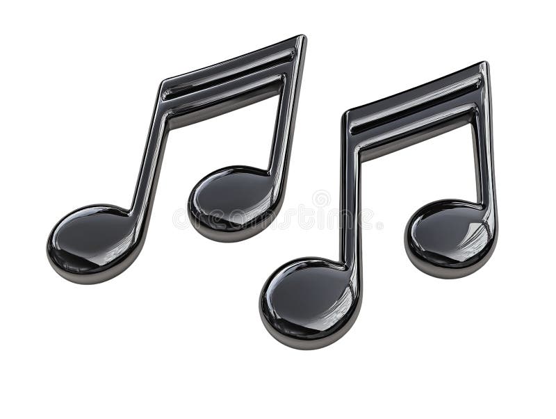 Black Glossy Music Notes - 3D Render Stock Illustration - Illustration ...