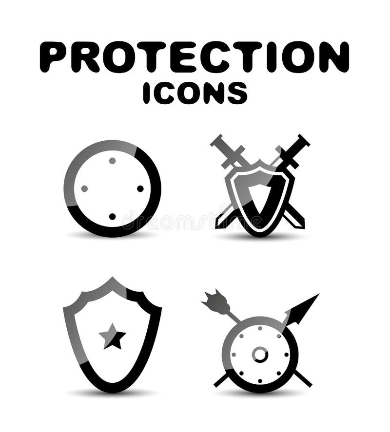 Black Glossy Protection Icon Set Stock Vector - Illustration of keyhole ...