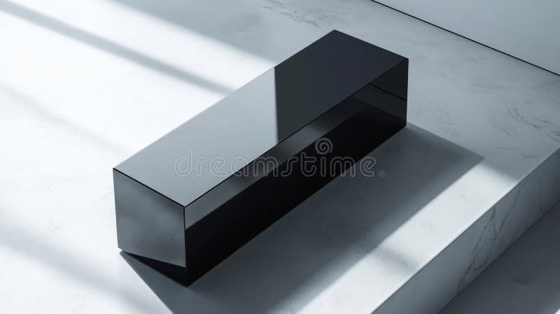 Black Glossy Rectangular Prism on Concrete Surface Stock Illustration ...